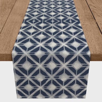Navy Diamond Pattern 16" x 90" Cotton Twill Runner | Michaels