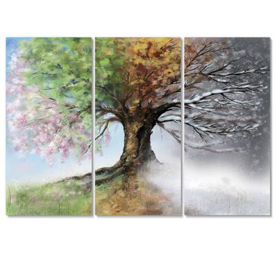 Designart - Tree with Four Seasons - Tree Painting Canvas Art Print ...