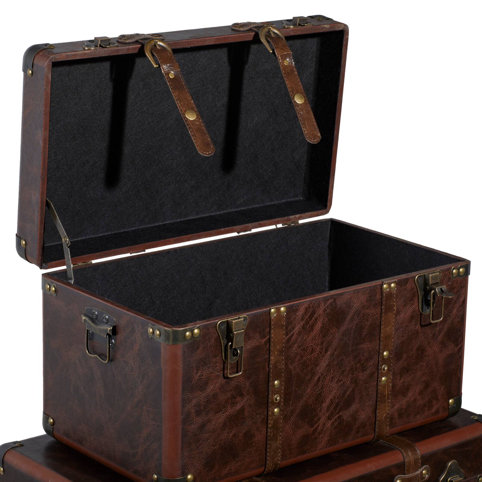 Set of 3" Brown Leather Traditional Trunk, 19", 24", 27" | Michaels