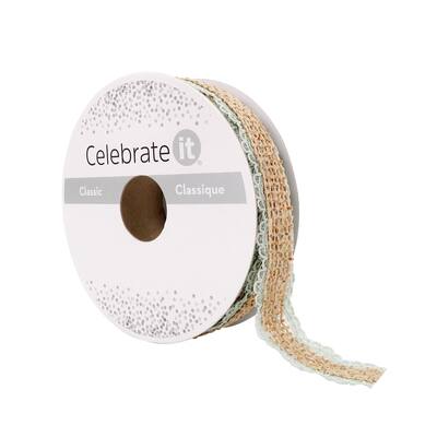 3/4" x 5yd. Faux Burlap & Lace Ribbon by Celebrate It® Classic | Michaels