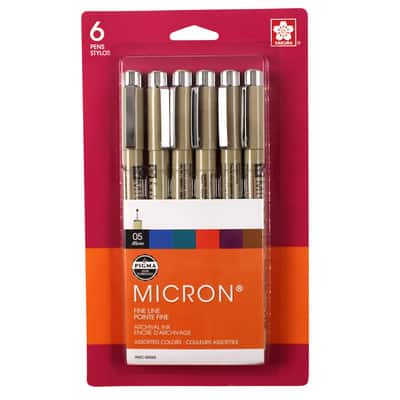 Pigma® Micron™ 05 Fine Line Pen 6 Color Set | Michaels