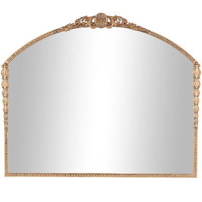33" Gold Metal Scroll Orante Antique Arch Wall Mirror with Beaded Frame ...