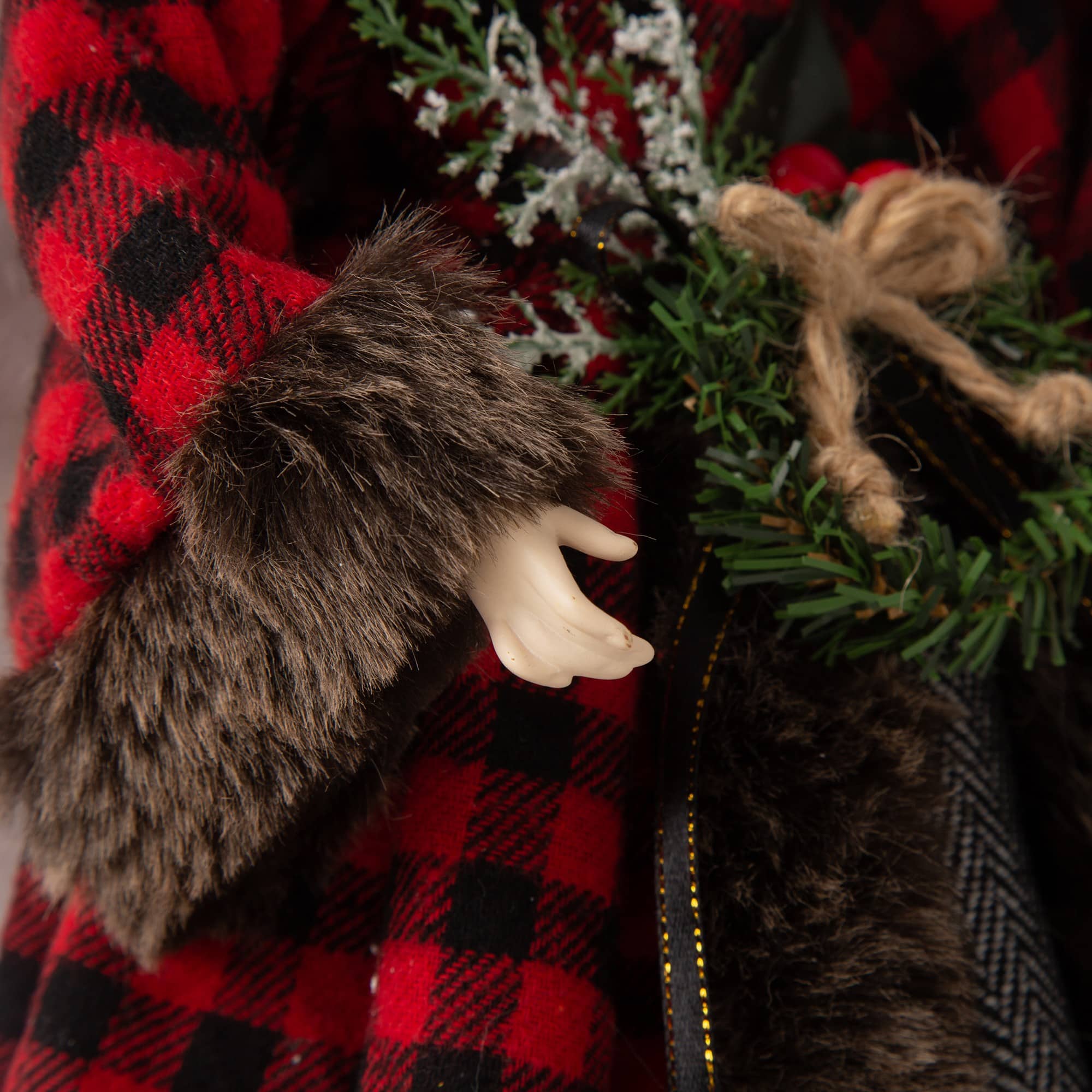 Glitzhome® 16" Red Plaid Faux Fur Angel Tree Topper | Pre-Lit Tree ...