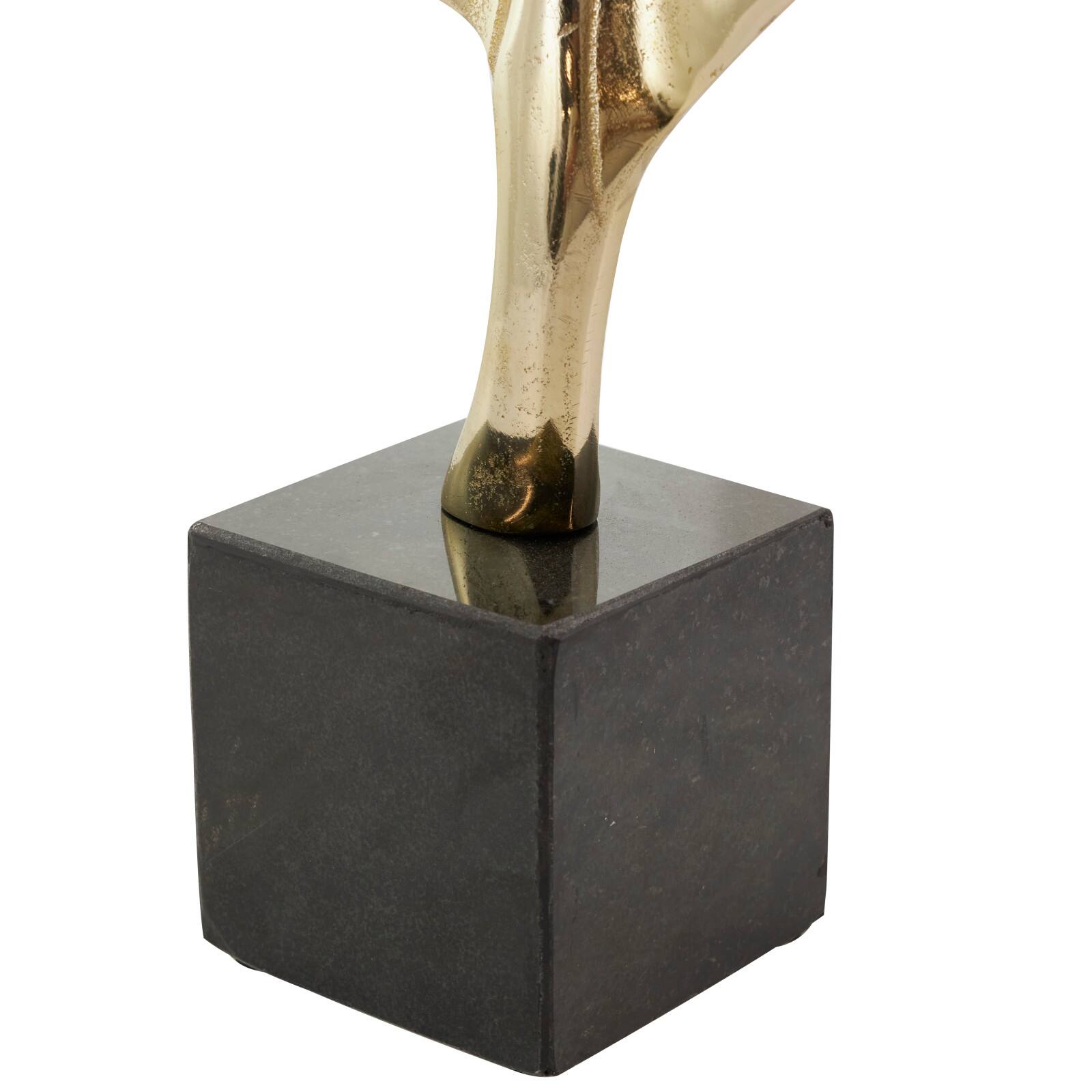 33" Gold Aluminum Bird Feather Sculpture with Black Marble Base | Michaels