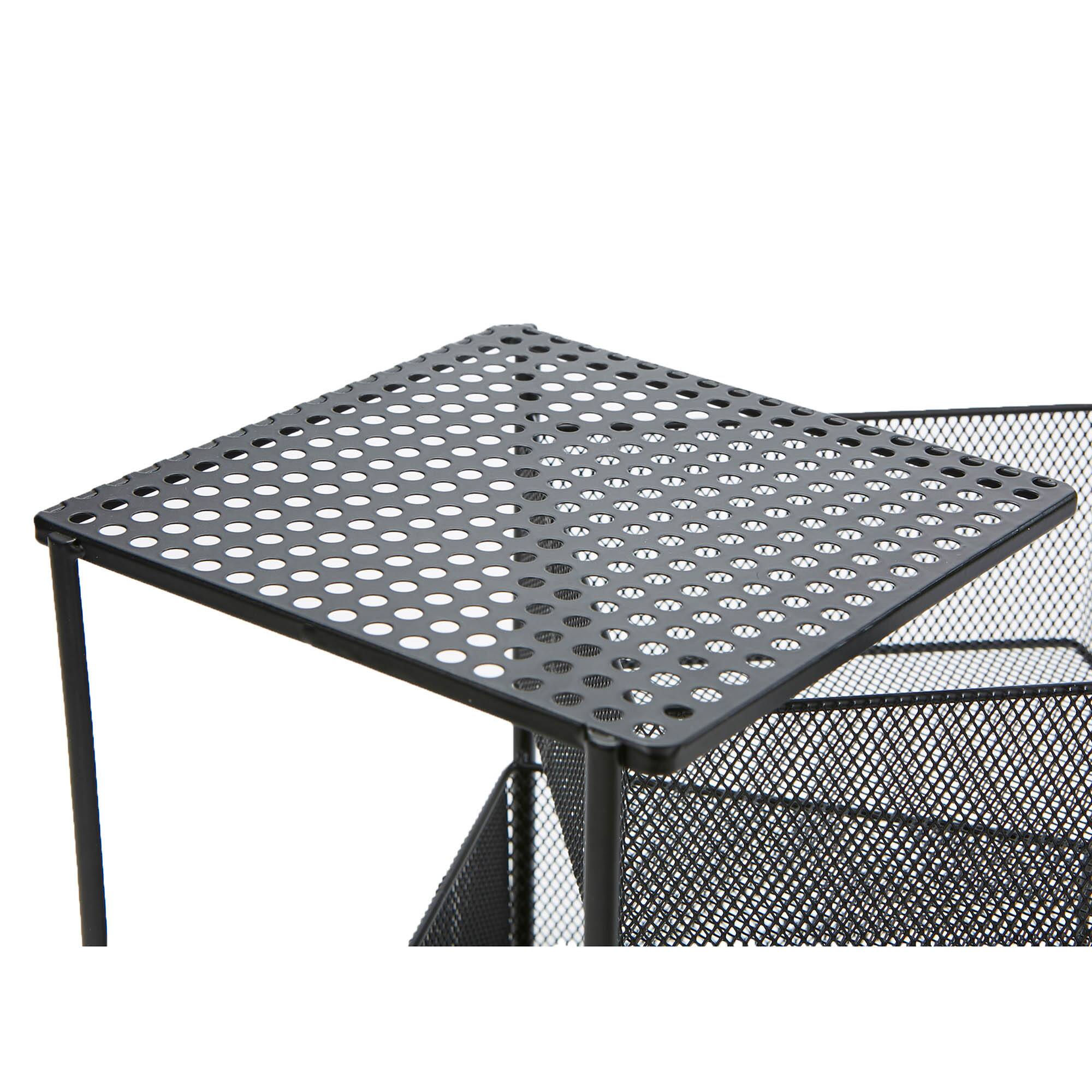 Mind Reader Black 2-Tier Metal Mesh Magnetic Organizer Slide Out Basket ...