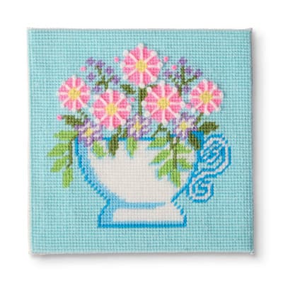 6" x 6" Floral Teacup Needlepoint Kit by Loops & Threads® | Michaels