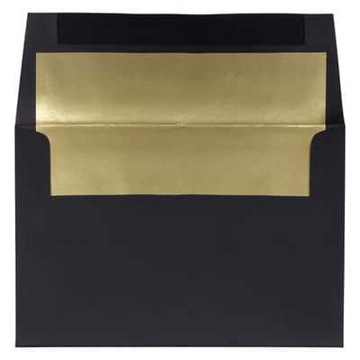 JAM Paper A8 Black Linen Gold Foil Lined Invitation Envelopes ...