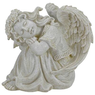 8.5" Ivory Resting Angel with Floral Crown Outdoor Garden Statue | Michaels