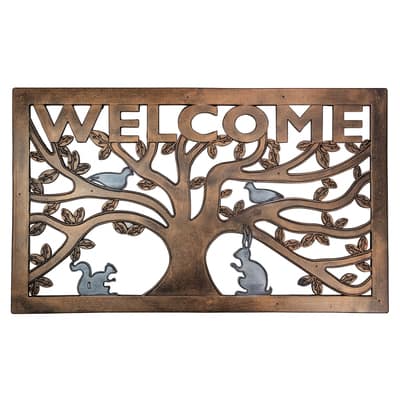 Copper Animals in Tree Welcome Doormat | Michaels