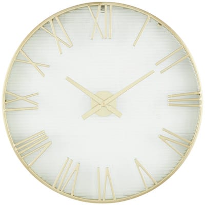 28" Gold Metal Wall Clock with Clear Glass Face | Michaels