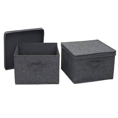 Household Essentials Canvas Storage Boxes with Lids, 2ct. | Michaels