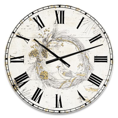 Designart 'Gold Beautiful Cardinals Traditional Wall Clock | Michaels