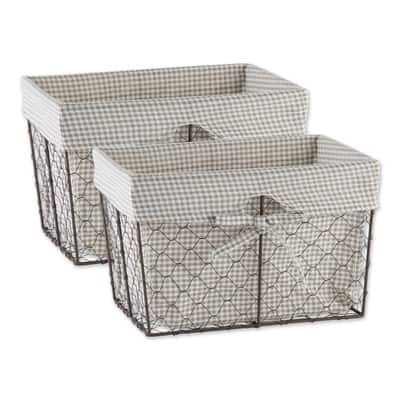 DII® Medium Rustic Bronze Chicken Wire Baskets with Stone Gingham ...