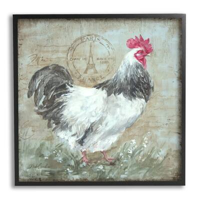 Stupell Industries Traditional Farm Rooster Vintage Parisian Stamp ...