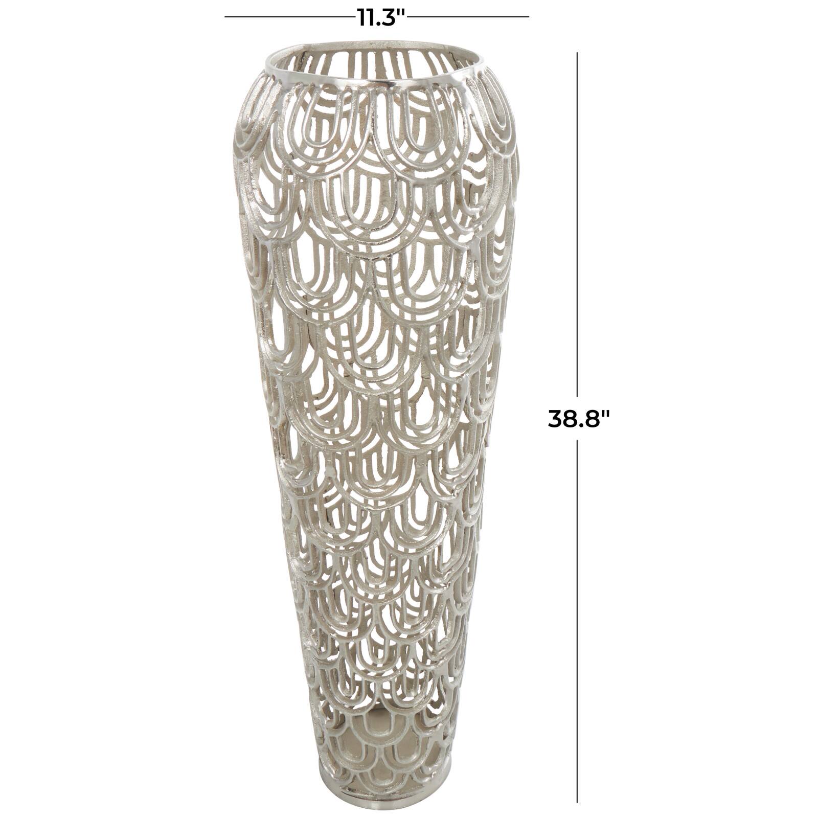 35" Silver Aluminum Geometric Art Deco Arched Vase | Michaels