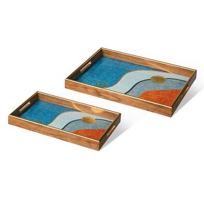 Glitzhome® Rectangle Abstract Patterned Decorative Trays Set | Michaels