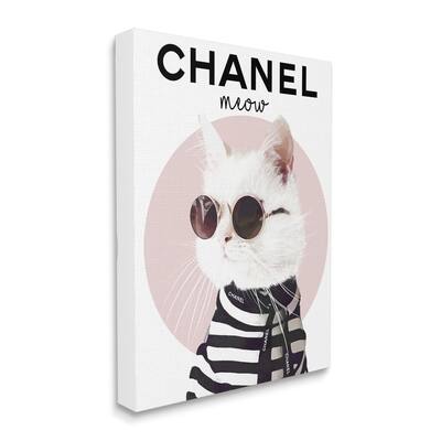 Stupell Industries Chic Kitty Cat Meow Glam Fashion Pink Circle Canvas ...