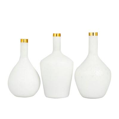Set of 3" White Glass Glam Vases, 13" x 8" x 8" | Michaels
