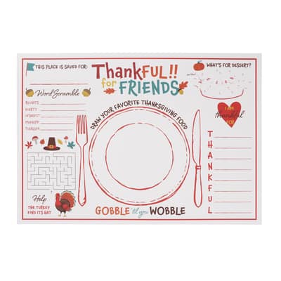 Thankful for Friends Color Your Own Placemats, 12ct. by Celebrate It ...