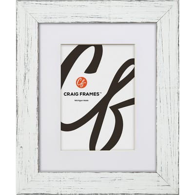 Craig Frames Jasper Marshmallow Weathered White Picture Frame with Mat ...