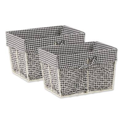 DII® Medium Antique White Chicken Wire Baskets with Black Gingham ...