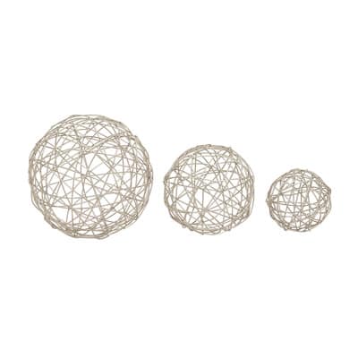 Silver Metal Geometric Decorative Orb Set | Michaels