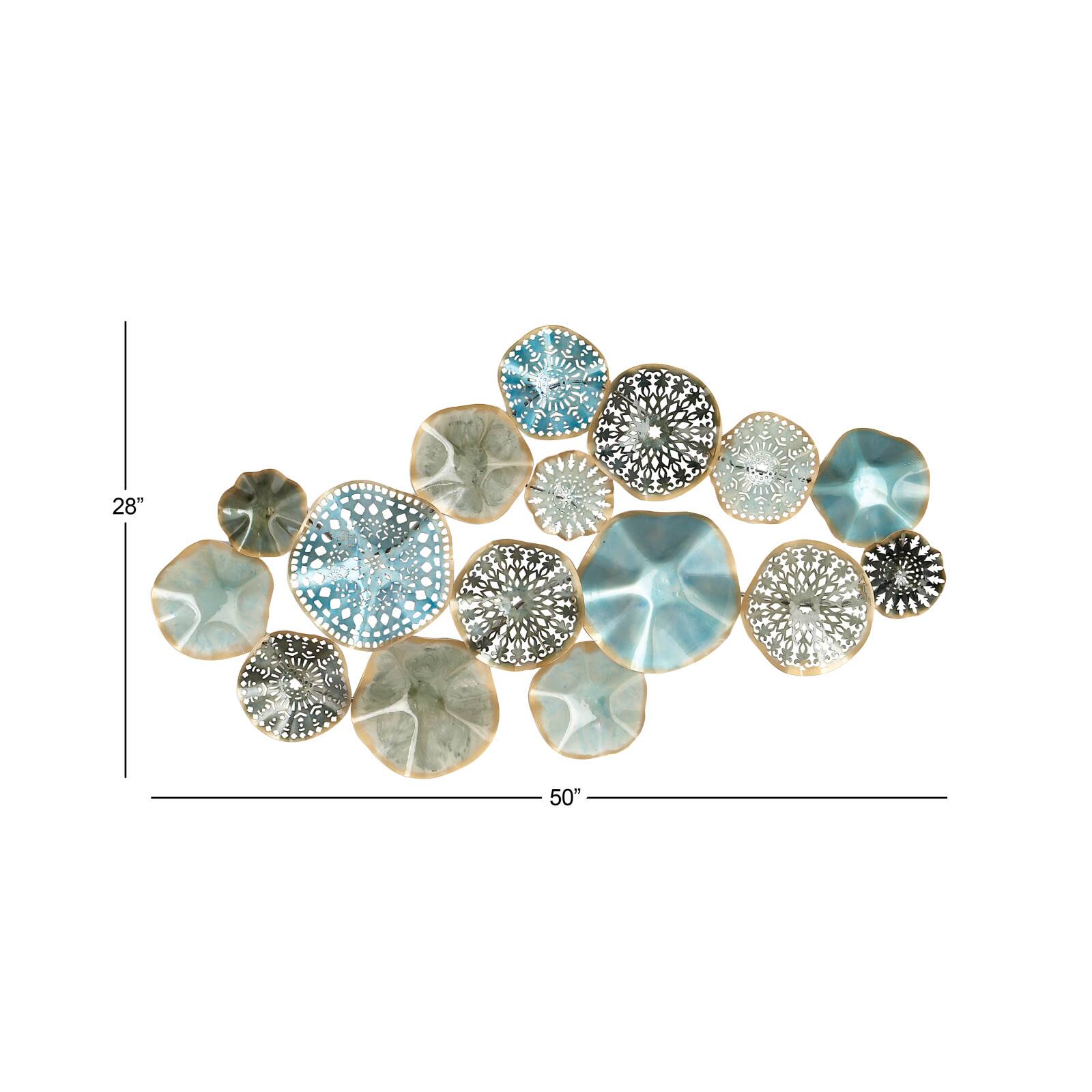 Multi Colored Metal Contemporary Wall Decor, 50" x 25" | Wall Art ...