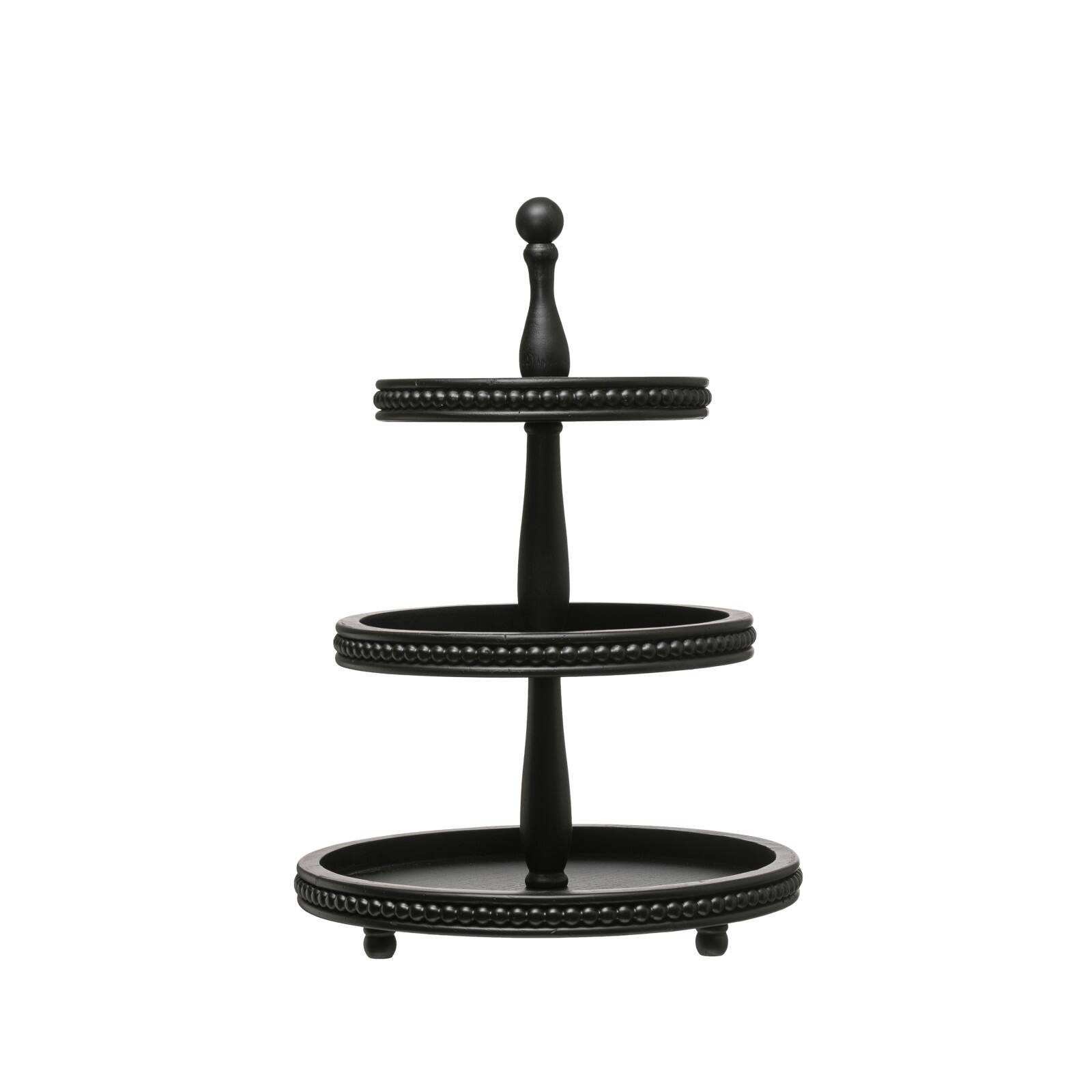 25" Black 3-Tier Wood Tray | Michaels