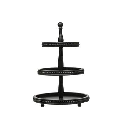 25" Black 3-Tier Wood Tray | Michaels