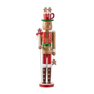 Glitzhome® 24"H Wooden Christmas Gingerbread Man Nutcracker | Michaels