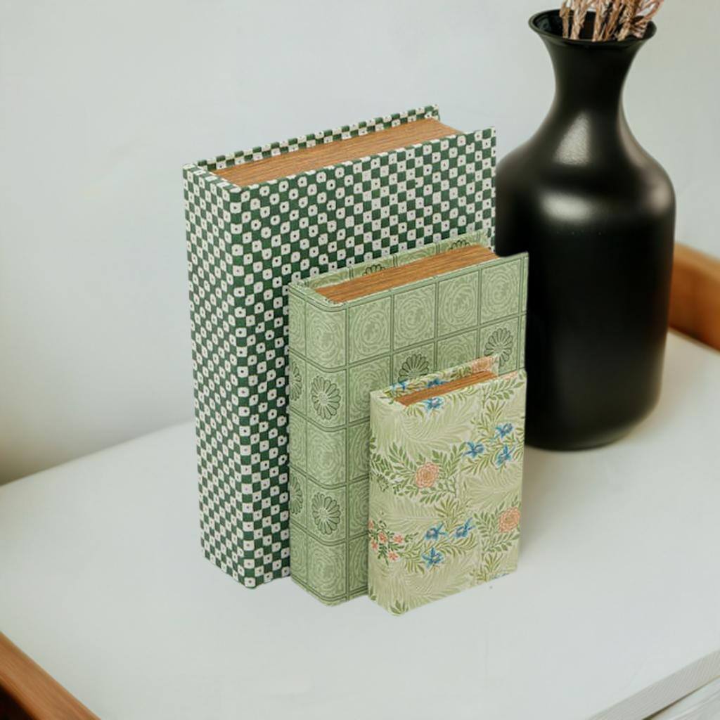 Green Faux Leather Faux Book Box Set | Michaels