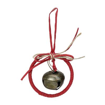 11" Red Open Circle with Bow Jingle Bell Ornament | Michaels