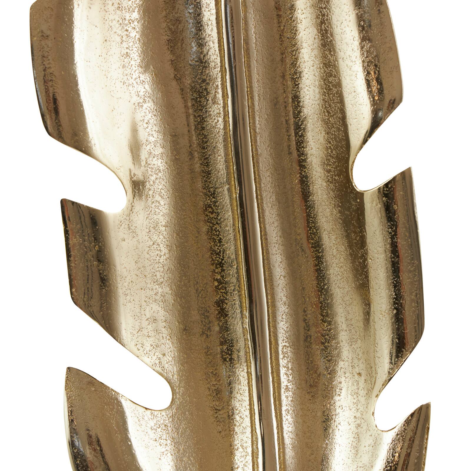 33" Gold Aluminum Bird Feather Sculpture with Black Marble Base | Michaels