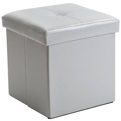 Simplify Faux Leather Folding Storage Ottoman Cube, Color: Gray | Michaels