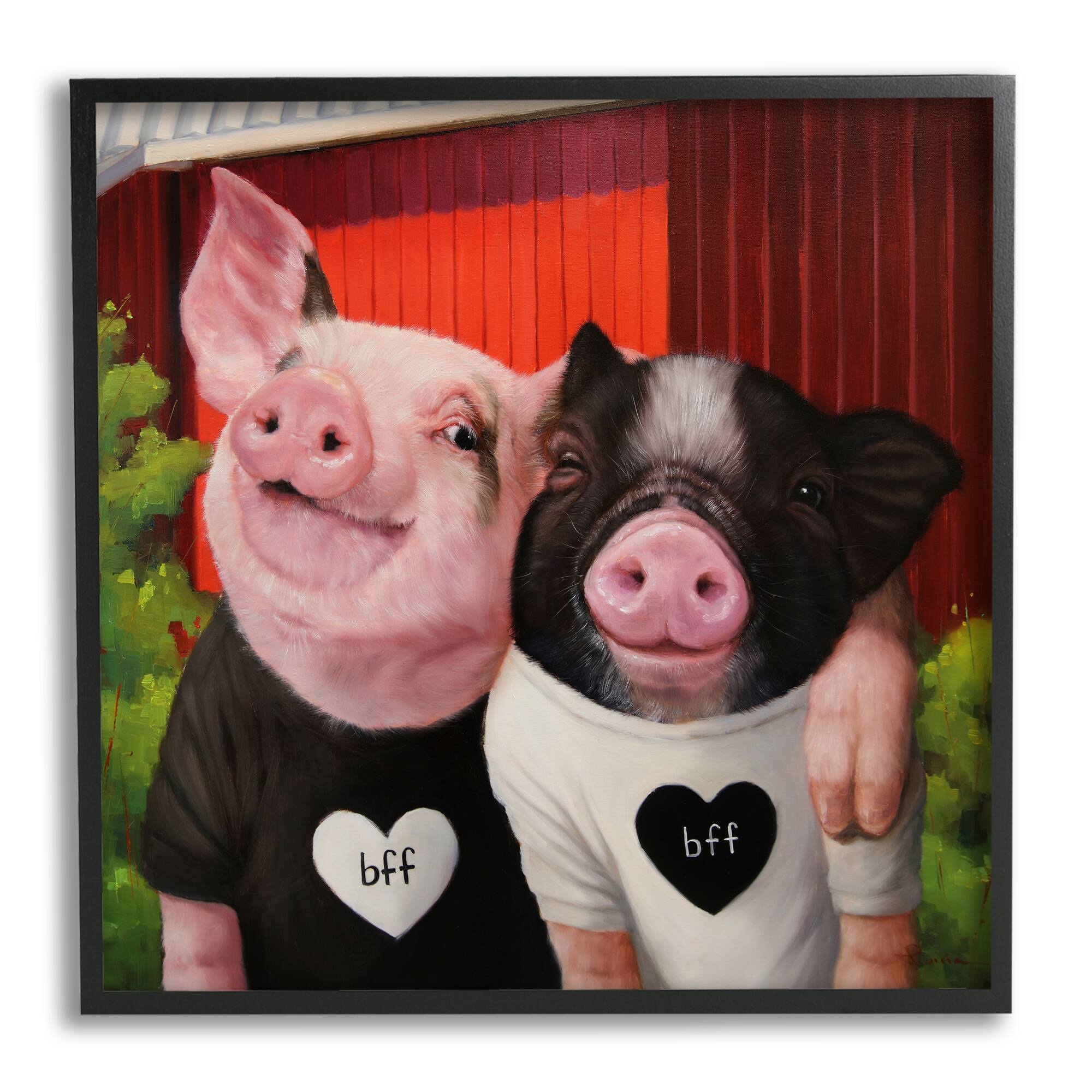 Stupell Industries Best Friends Forever Farm Pigs Happy Fun Animals ...