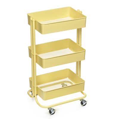 Lexington 3-Tier Rolling Cart by Simply Tidy®, Color: Matte Yellow ...