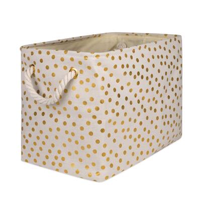 Medium Polyester Rectangle Bin With Gold Dots, Color: White | Michaels