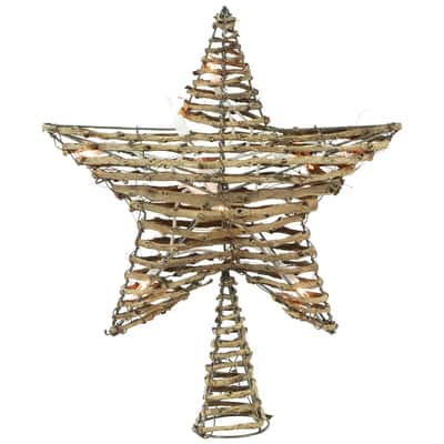 11.5" Lighted Rattan Star Christmas Tree Topper, Clear Lights | Michaels