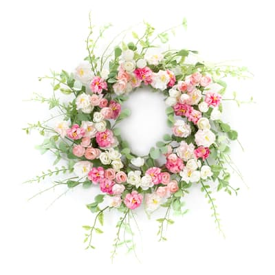 23" Mixed Pink Floral Wreath | Michaels