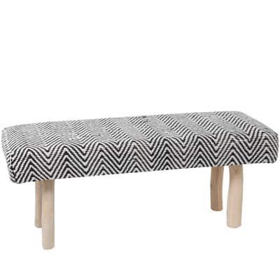 48" Black Wood Chevron Bench with Wood Legs | Michaels