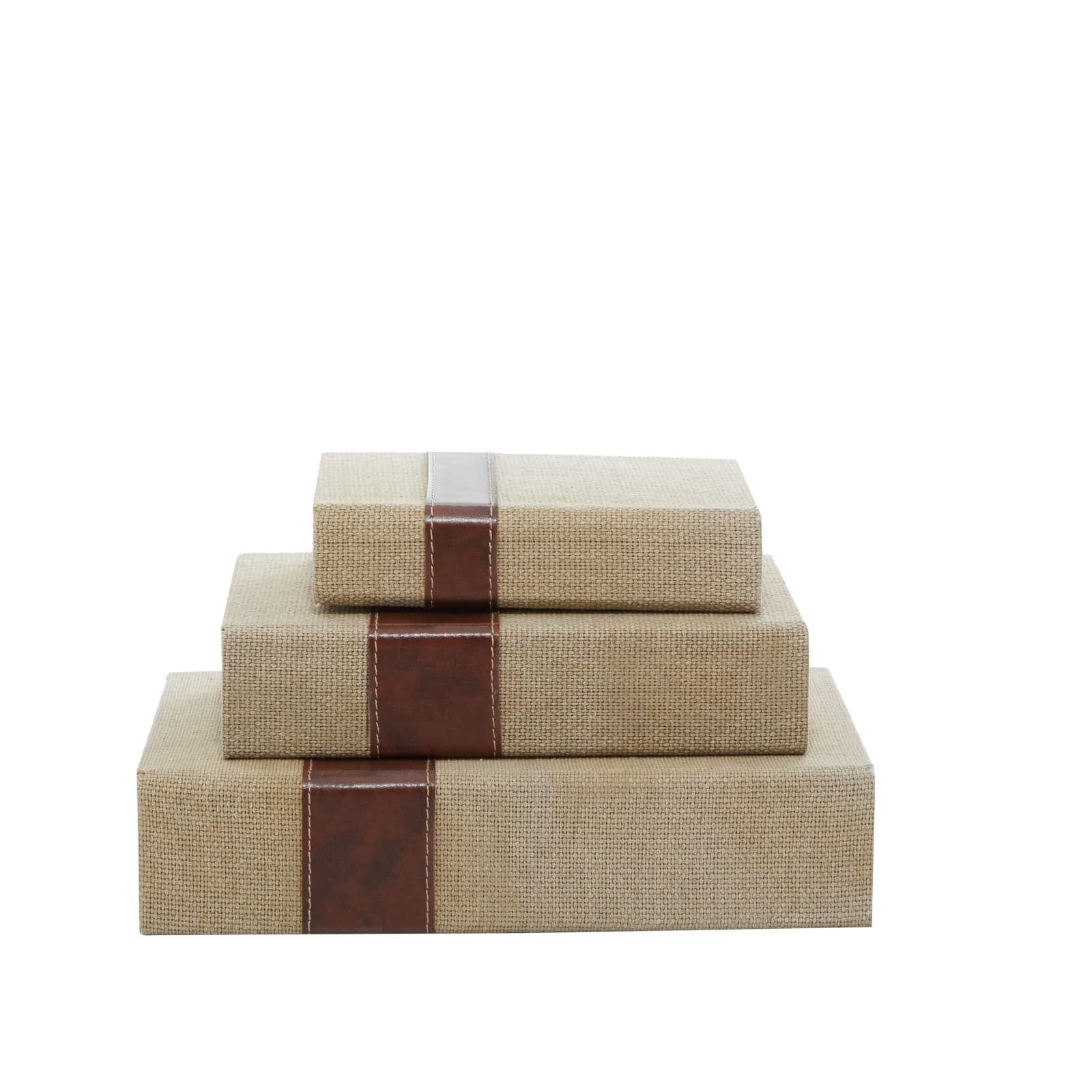 Beige & Brown Traditional Rectangular Wooden Book Set | Decorative ...