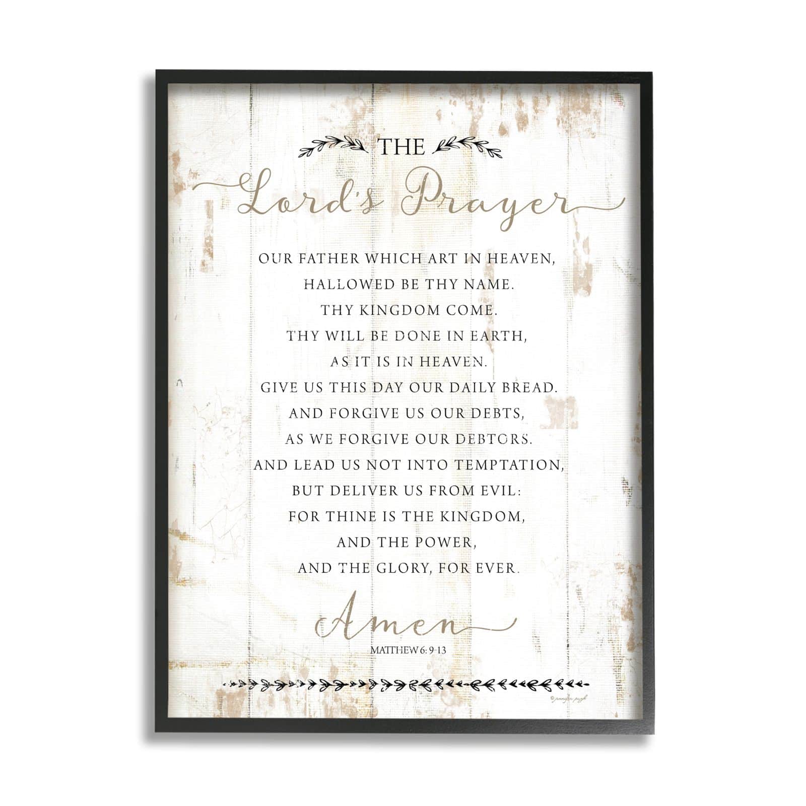Stupell Industries The Lords Prayer Our Father Rustic Distressed White ...