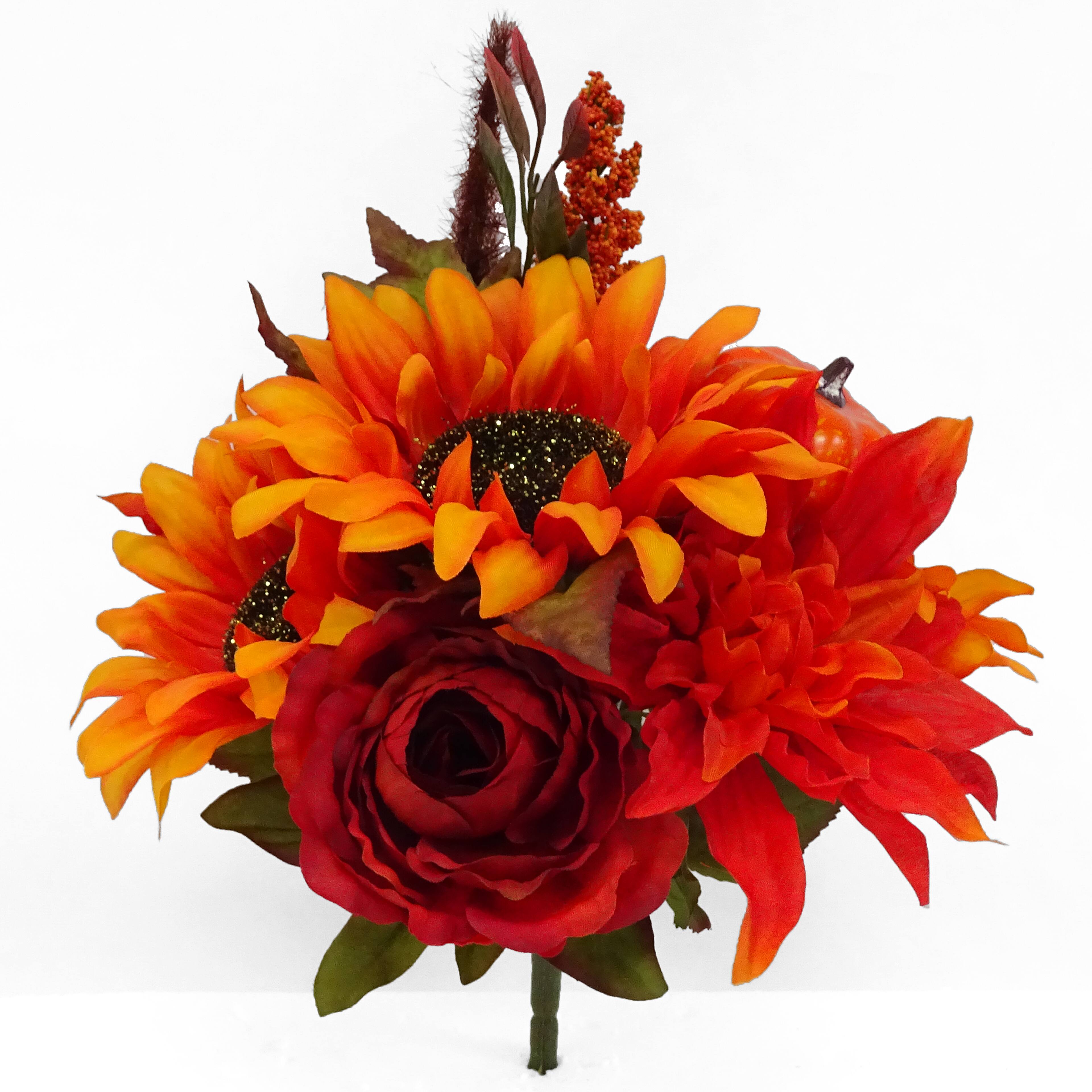 11" Orange & Red Sunflower & Peony Bush by Ashland® | Michaels
