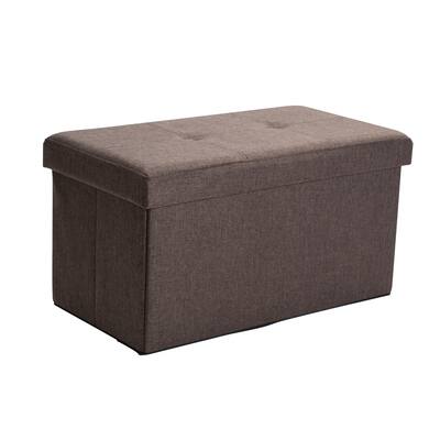 Simplify 30" Faux Linen Double Folding Storage Ottoman | Michaels