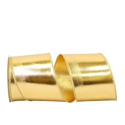 The Ribbon Roll 4" x 10yd. Wired Metallic Two-Sided Lamé Foil Ribbon ...