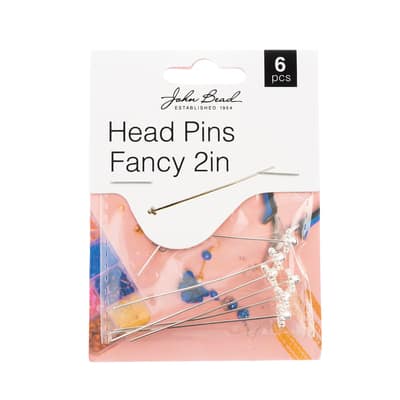 John Bead Must Have Findings 2" Fancy Head Pins, 6ct., Color: Silver ...