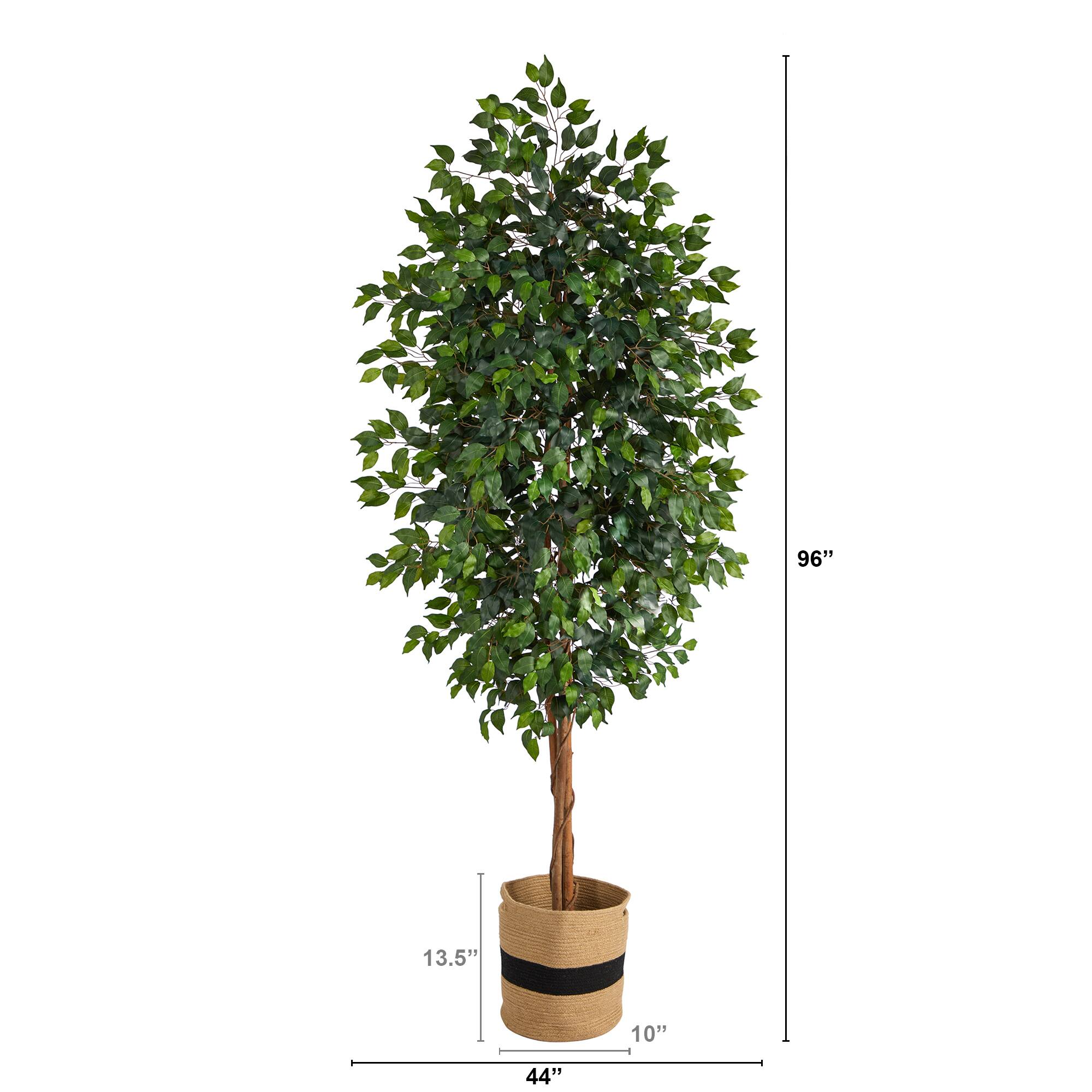 8ft. Ficus Artificial Tree in Handmade Natural Cotton Planter | Trees ...