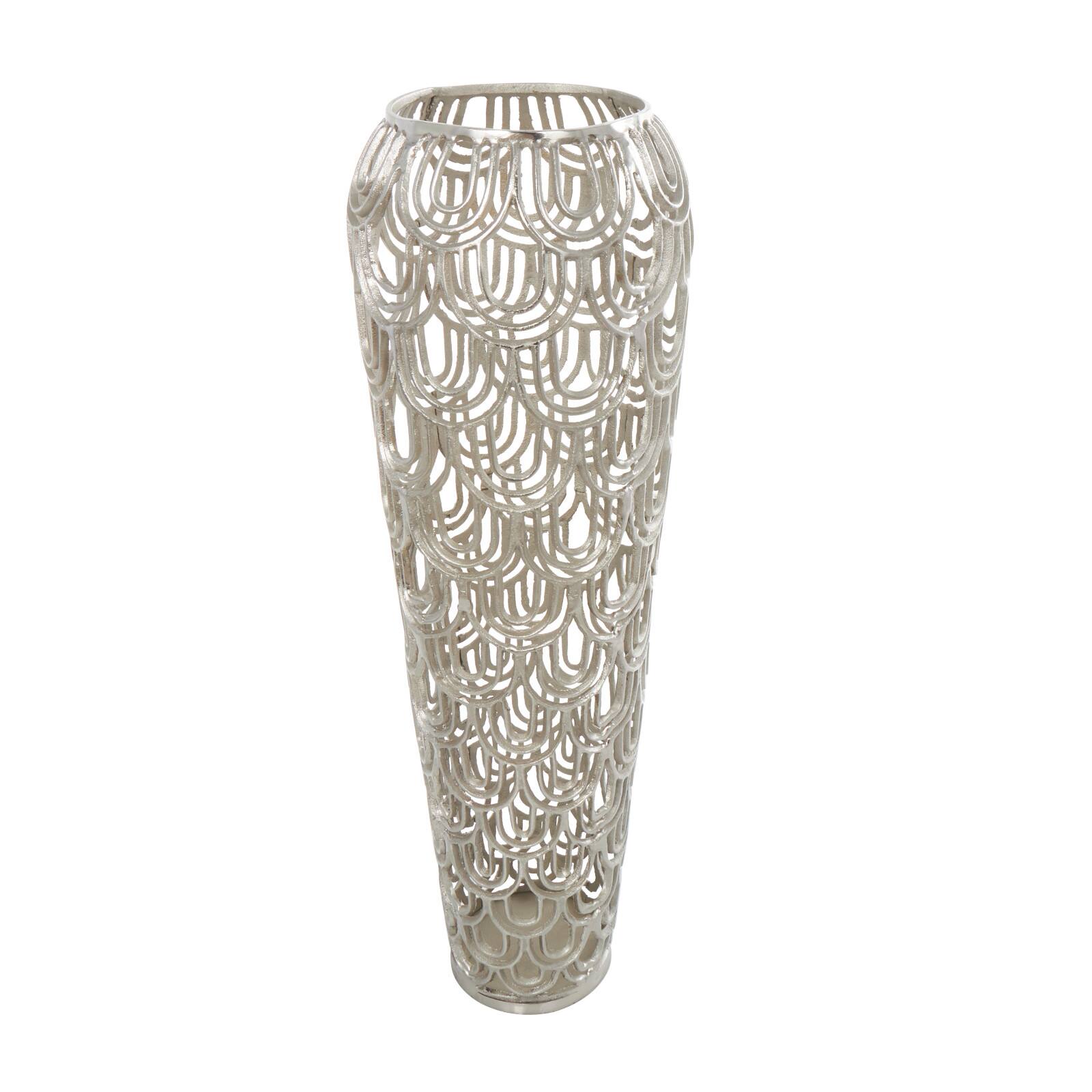 35" Silver Aluminum Geometric Art Deco Arched Vase | Michaels