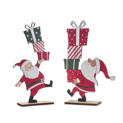 12" Wood Santa with Presents Display Set | Michaels