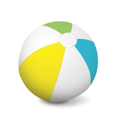 Swim Central 46" White, Blue & Yellow Inflatable 6 Panel Beach Ball ...